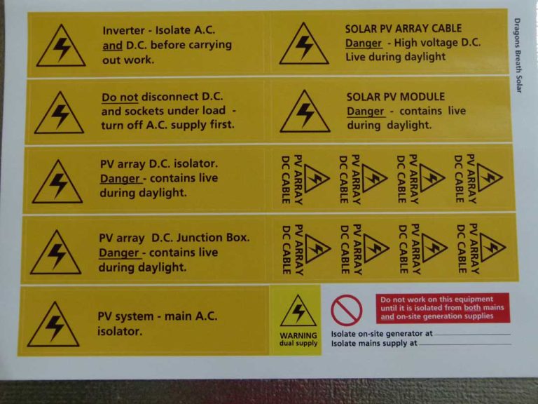 PV Warning Labels - safety solar warning stickers