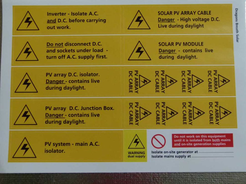 PV Warning Labels - safety solar warning stickers